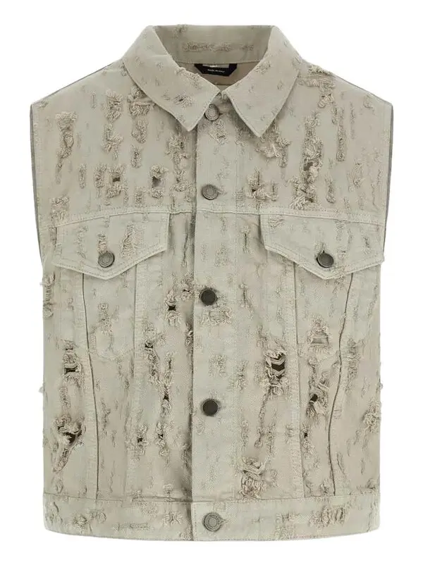 HAIKURE Ryder Distressed Denim Vest - Grey