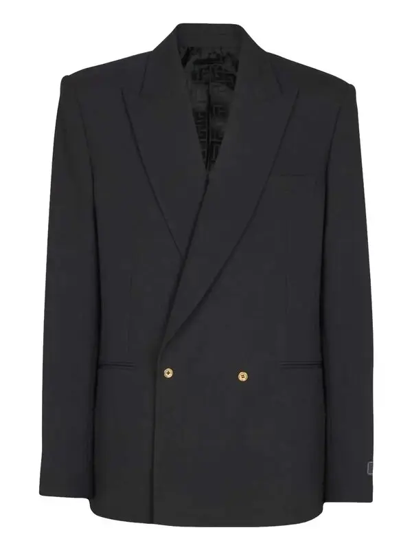 Balmain Double-breasted Wool Blazer - Black