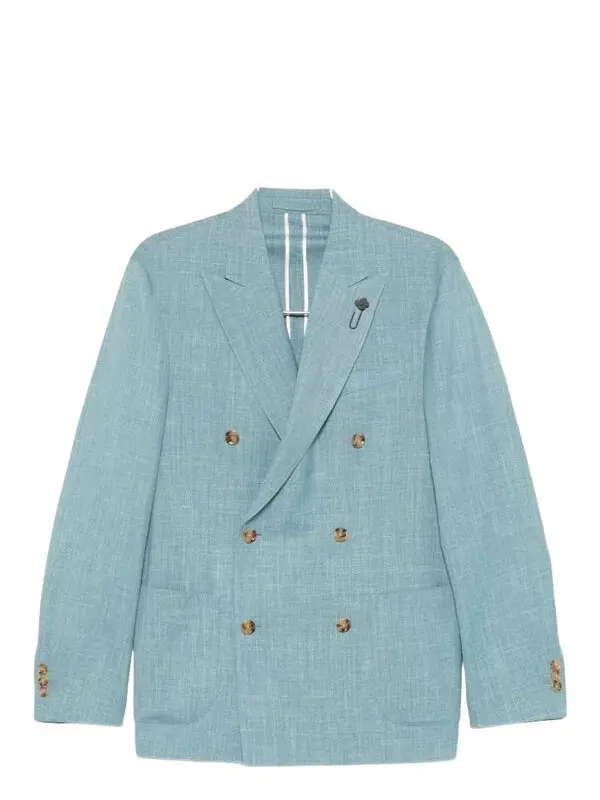 Balmain Double-breasted Wool Blazer - Blue