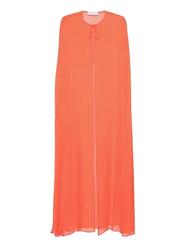 Raquel Diniz White Cape With Orange Lavaliere Collar - Red