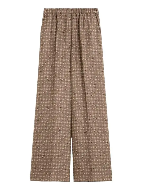 Max Mara Printed Silk Wide-leg Pants - Brown