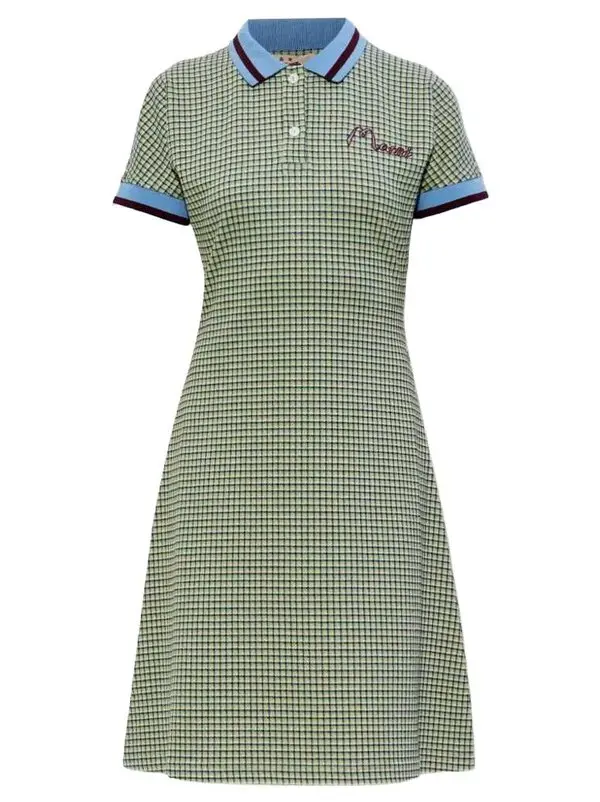 Marni Short Sleeve Checked Polo Dress - Multi