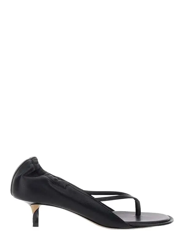 Jacquemus Gathered Leather Thong Sandals - Black