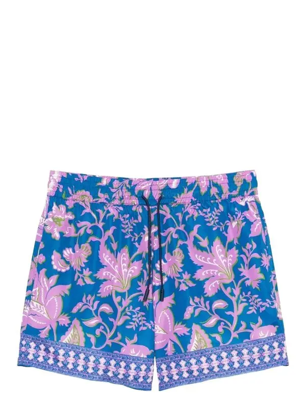 Etro Swim Shorts With Floral Print Trim - Multi