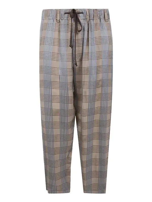 UMA WANG Tartan Drawstring Trousers - Blue