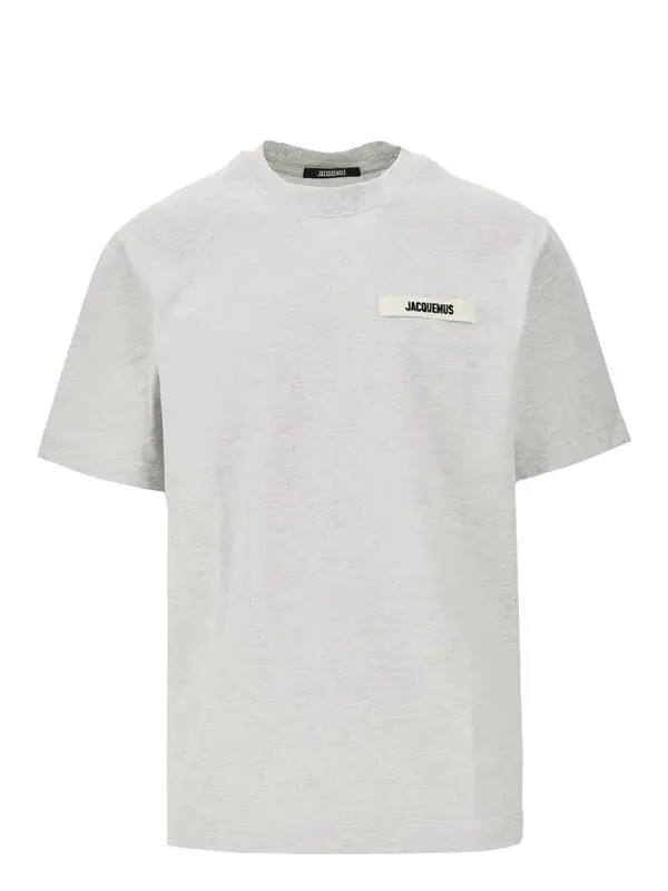 Jacquemus T-shirt With Grosgrain Logo Appliqu - Grey