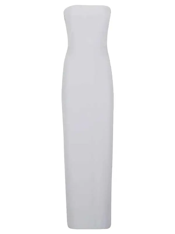 Norma Kamali Long Strapless Silk Dress With Back Slit - Grey