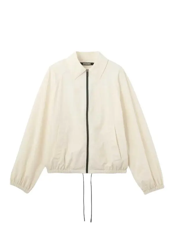Jacquemus Zip-up Windbreaker With Drawstring Hem - White