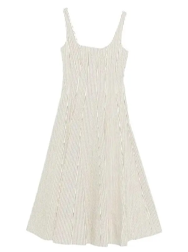 Staud Striped A-line Midi Dress - White