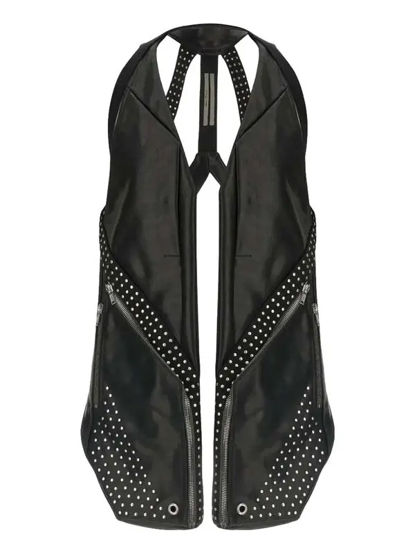 Rick Owens Temple Leather Vest - Black