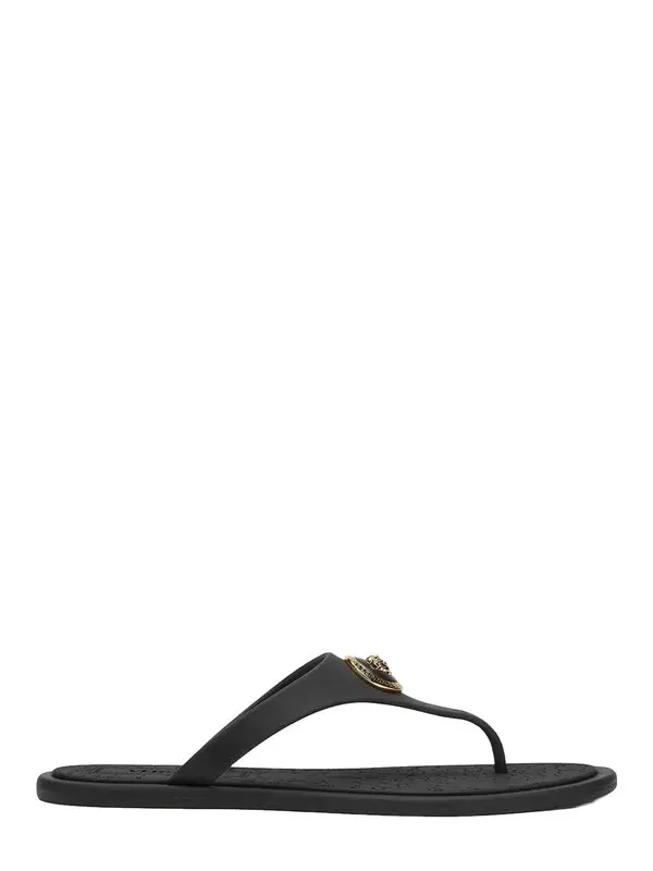 Versace Alia Flat Sandals With Medusa Head Detail - Black