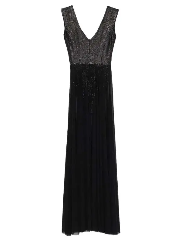 Norma Kamali V-neck Embellished Maxi Dress - Black