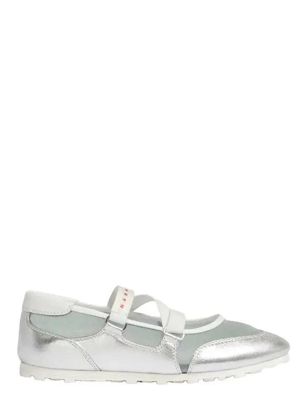 Marni Silver And Blue Crossover Strap Velcro Sneakers - Metallic