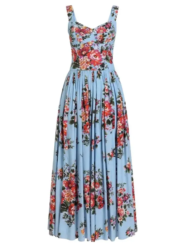 Dolce & Gabbana Long Floral Dress - Blue