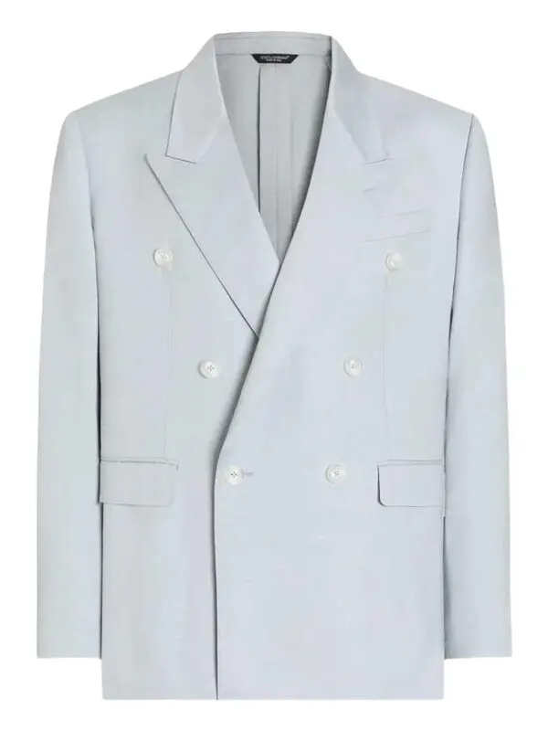 Dolce & Gabbana Double-breasted Viscose Shantung Jacket - Blue