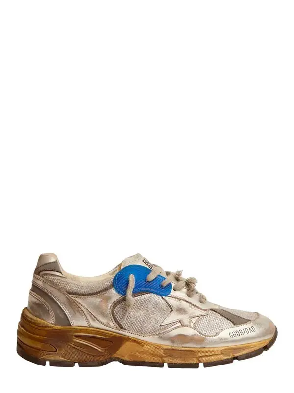 GOLDEN GOOSE Running Sole Distressed Leather Sneakers - Metallic