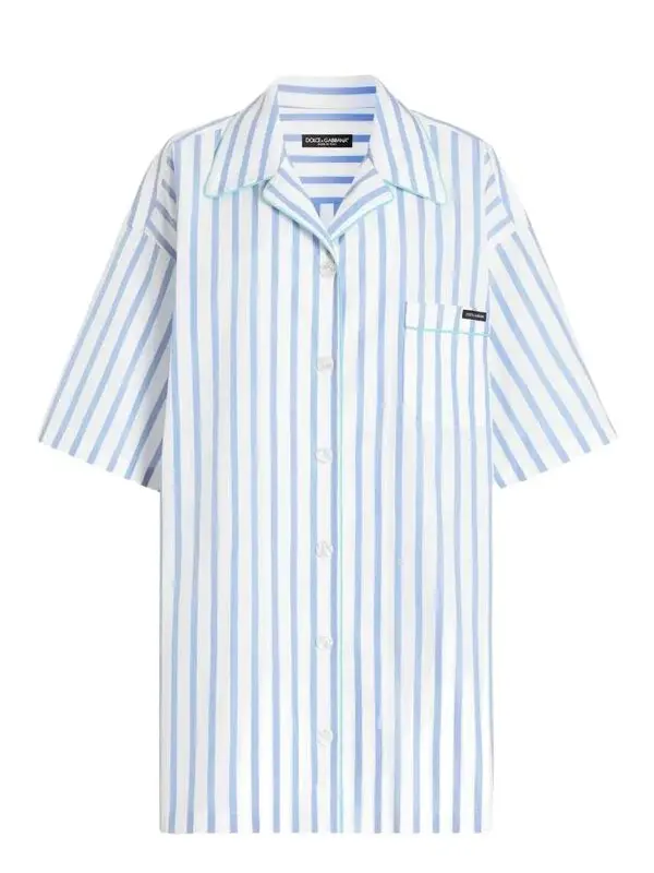 Dolce & Gabbana Striped Shirt With Chest Pocket - Blue