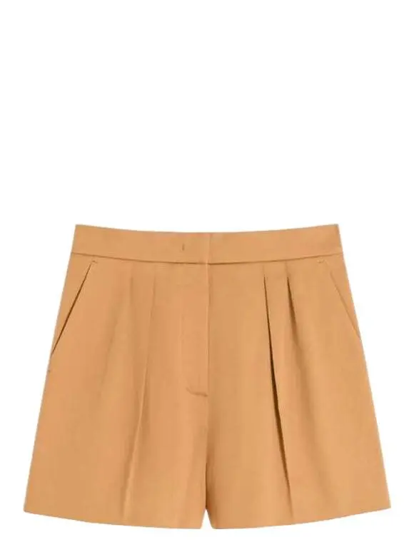 Max Mara Stretch Cotton Satin Shorts - Brown