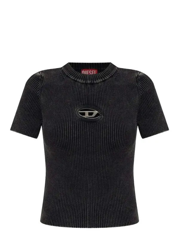 DIESEL® M-anchor-ss T-shirt With Oval D Logo Detail - Black