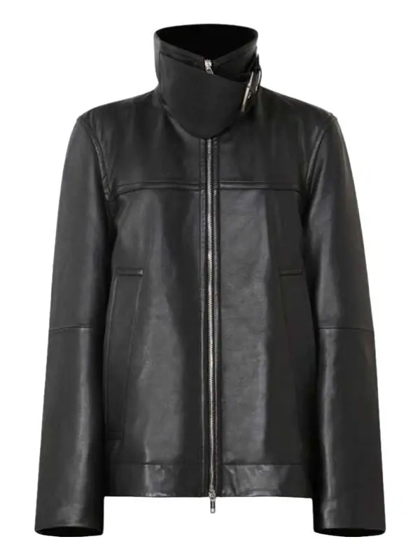 Sportmax Oversized Leather Jacket With Removable Bib - Black