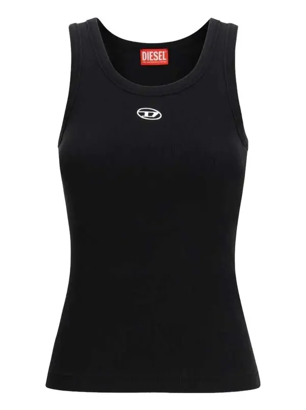 DIESEL® Sleeveless Crewneck Top With Oval D Logo - Black