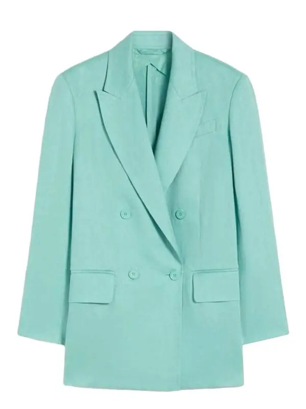 Max Mara Olimpia Jacket In Chevron Linen - Blue