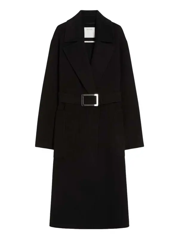 Sportmax Long Wool Wrap Coat - Black