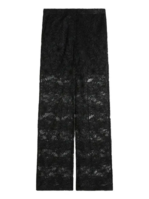 Sportmax Floral Lace Wide Leg High-waisted Trousers - Black