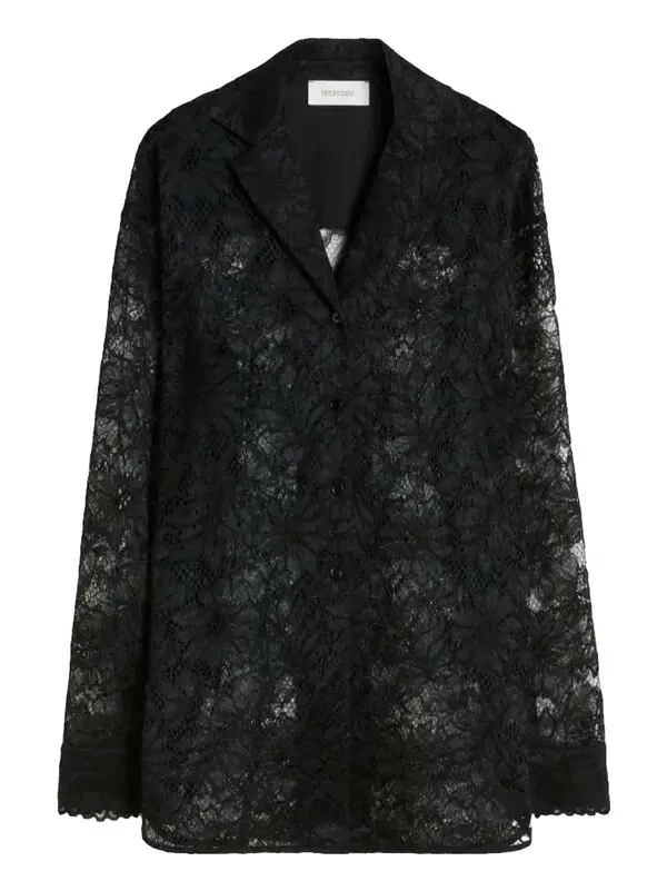 Sportmax Lace Floral Button-down Shirt - Black