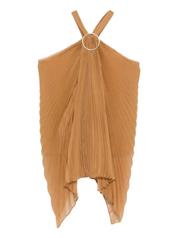 Max Mara Halterneck Ring-pleated Top - Brown