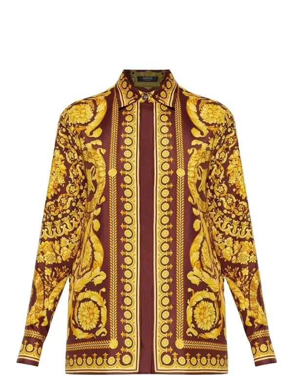 Versace Floral Silk Blouse - Red