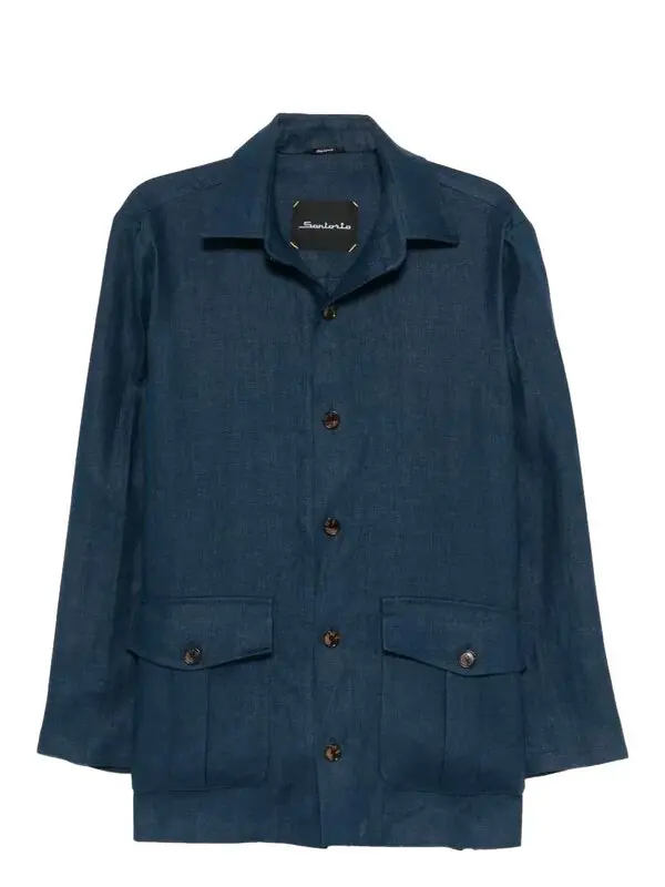 SARTORIO NAPOLI Linen Blend Field Jacket - Blue