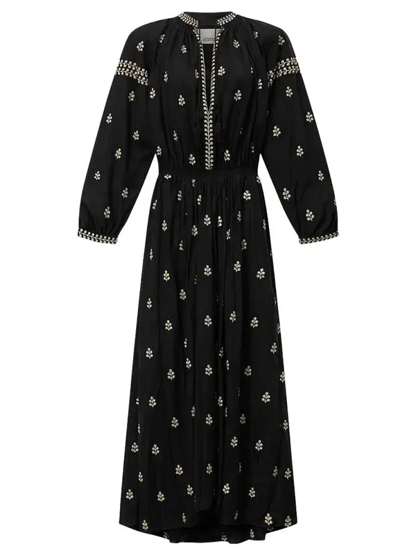 MARANT Isabel X Rodilia Long Dress With Embroidery - Black