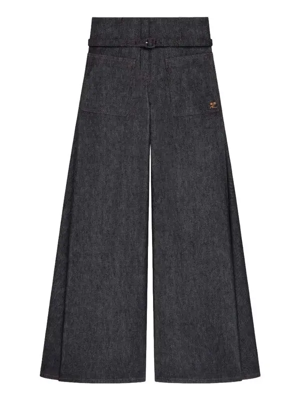 COURREGES Palazzo Pants With Belt - Blue