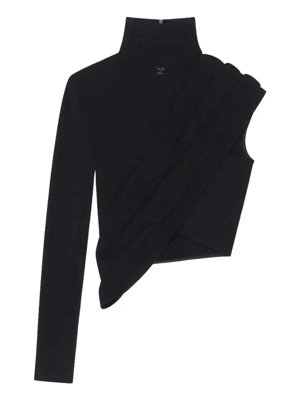 COURREGES Asymmetrical Crop Top - Black