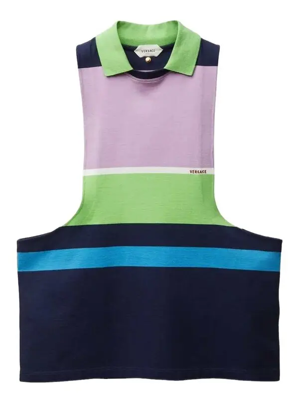 Versace Embroidered Striped Tank Top - Multi