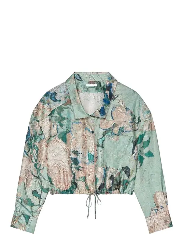 Givenchy Short Silk Shirt With Rose Print - Green