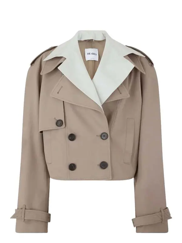 Attico Short Gabardine Trench Coat - Grey