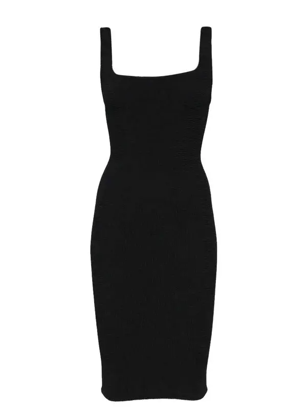 Hunza G Square Neck Midi Dress - Black