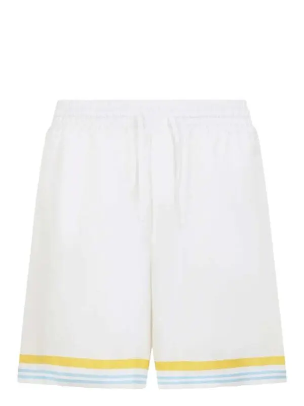 Casablanca Silk Shorts With Striped Trim - White