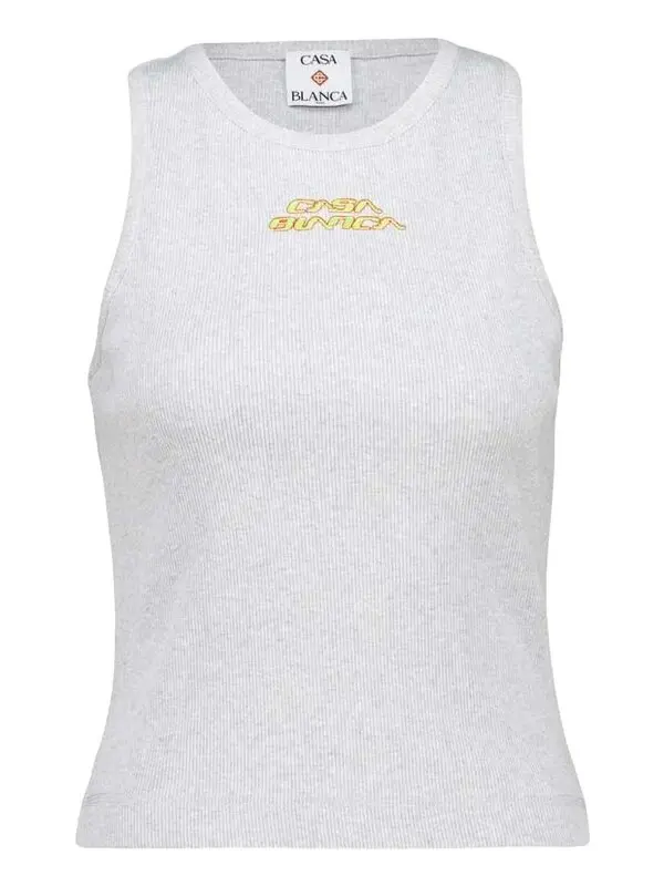 Casablanca Ribbed Tank Top With Logo Print - Grey