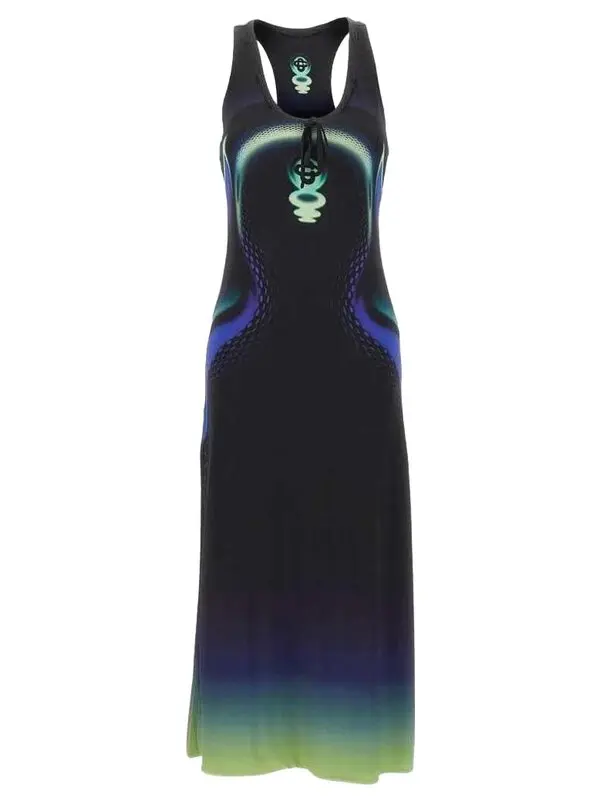 Casablanca Sporchid Slinky Graphic Print Midi Dress - Multi