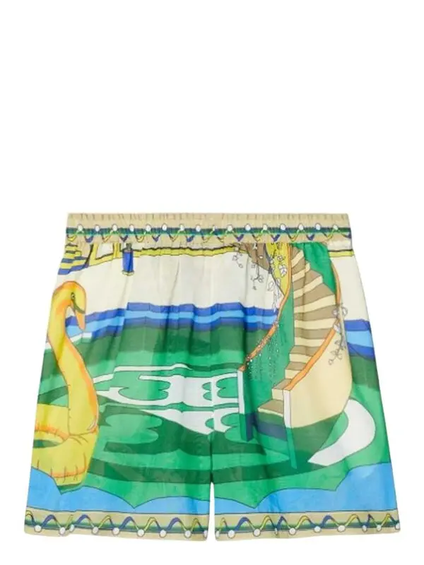 Tory Burch Printed Camp Shorts - Blue