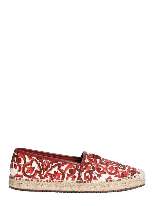 Dolce & Gabbana Majolica Print Canvas Espadrilles - Red