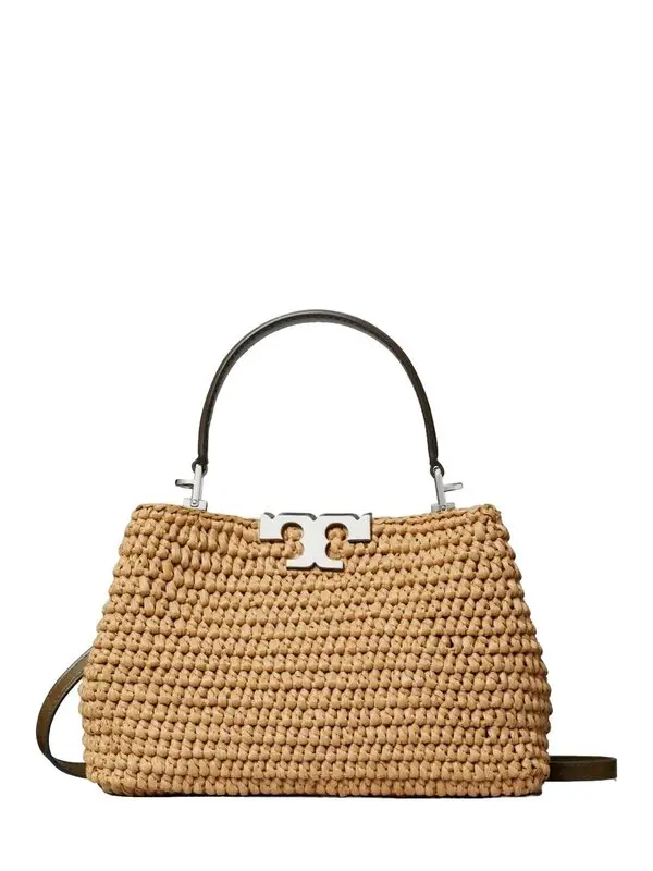 Tory Burch Eleanor Mini Straw Tote Bag - Brown