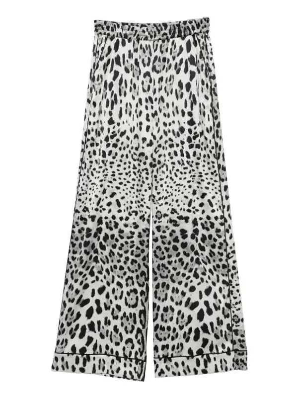 Dolce & Gabbana Leopard Print Silk Blend Palazzo Pants - Multi