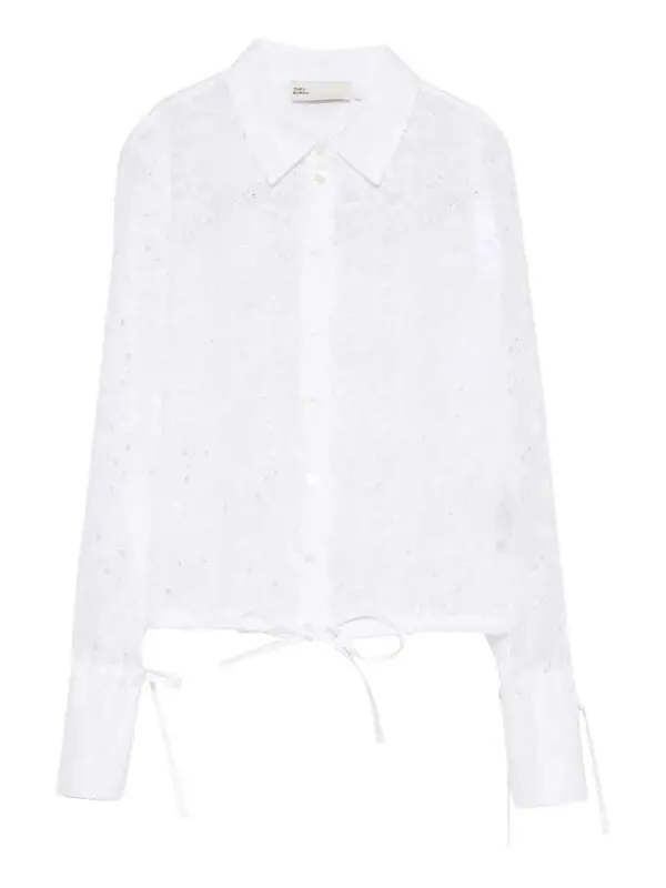 Tory Burch Floral Broderie Anglaise Shirt - White