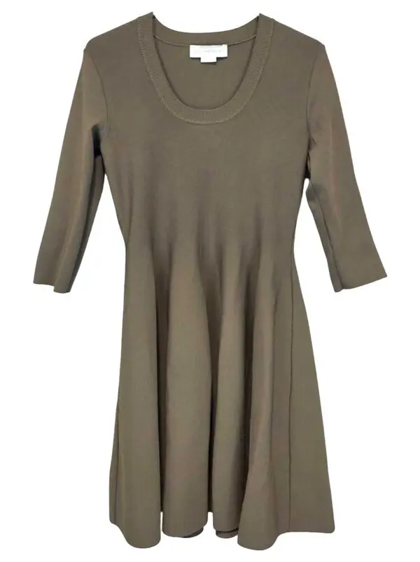 Stella McCartney A-line Knit Dress With Round Neckline And 3/4 Sleeves - Brown