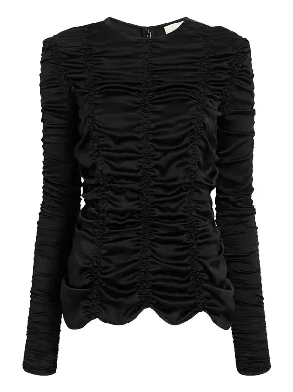 Khaite Rory Gathered Silk Top - Black