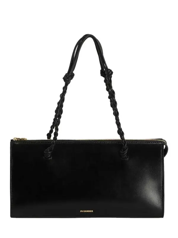 JIL SANDER Tangle Tent Leather Shoulder Bag - Black